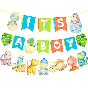 Dinosaur Baby Shower Banners Dinosaur Theme IT'S A BOY Banners Dinosaur Hatching Soon Baby Shower Decorations for Rawr It's A Boy Party Dino Baby Shower Party Supplies
