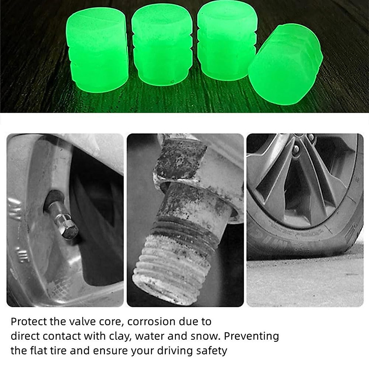 GlowValve™ Glow in The Dark Valve Cap, Webdiennuoc Valve Caps, Luminous Tire Valve Stem Caps, Universal Fluorescent Tire Valve Caps for Car, Truck, Motorcycle (Blue,4 PCS)
