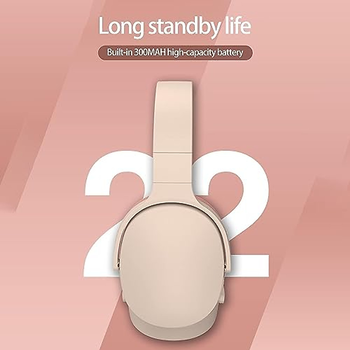 Smart Noise Canceling Bluetooth Headphones, HiFi Foldable Wireless Headphones, Ergonomic Bluetooth 5.1 Compatible, Stereo Around Ear Headphones, Wireless Headphones with Mic (Beige)
