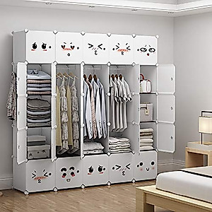 YOZO Cube Storage Organzier Portable Closet Wardrobe Bedroom Dresser (71x14x71 inches) Portable Closet Cube Shelf Armoire Pantry Cabinet, 25 Cubes, White