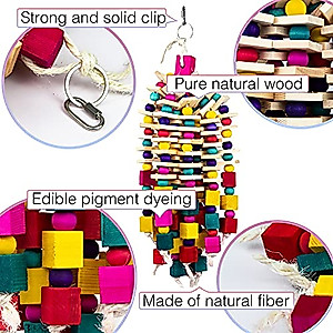 PANQIAGU Parrot Toys for Large Birds - Multicolored Natural Wooden Blocks Bird Tearing Toys Suggested for Macaws Cockatoos,African Grey, and a Variety of Amazon Parrots(X- Large)