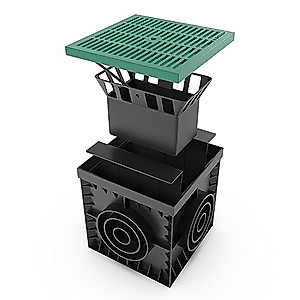 Vodaland - 12x12 Catch Basin Green Grate Package with Debris Basket and partitions Included!