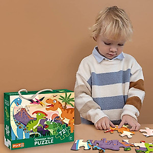 Dinosaur World Jigsaw Puzzle for Kids Ages 3-5 4-8 Year Old and Up，Jumbo 72 Piece Prehistoric Dinosaur Floor Puzzle Fancy Toddler Game Educational Toys Gift Box Boy and Girl