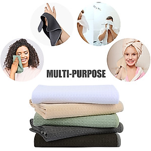 SINLAND Waffle Washcloths Microfiber Facial Cloths Soft Makeup Remover Cloths Ultra Thin Quick Drying Exfoliating 6 Pack White