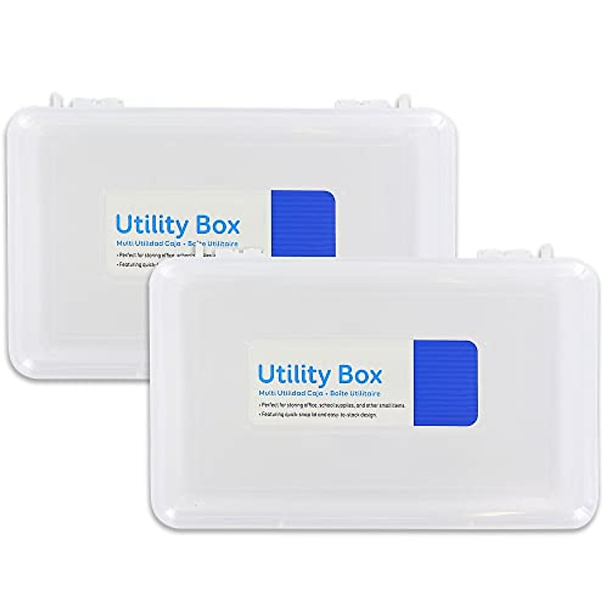 Emraw Multipurpose Clear Utility Storage Box Portable Organizer Case Perfect for Storing School, Office, Arts & Crafts Supplies Pack of 2