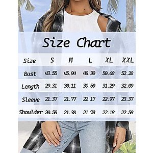 Tiko Miko Flannel Shirts for Women Oversized Plaid Soft Flannel Button Down Shirt Blouses(0001-black-L)