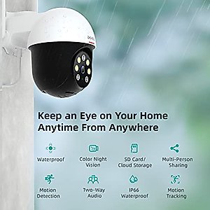 DEKCO 2K Security Camera Outdoor, WiFi Surveillance & Security Camera Pan & Tilt 360° View, 3MP Home Security Camera with Motion Detection Auto Tracking Smart Alerts, 2-Way Audio, IP66 Weatherproof