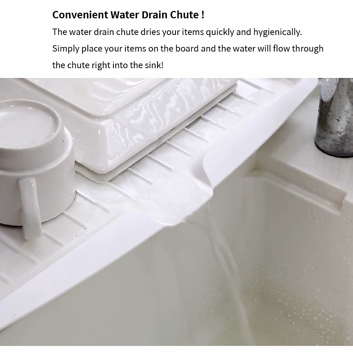 ANDRSAN Kitchen Utility Draining Board｜Light Weight, Space Efficient, Water Drain (White)