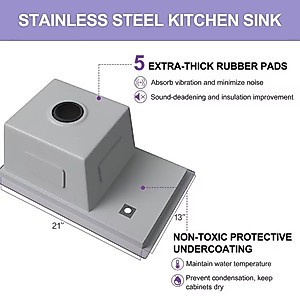 BULUBEE Black Stainless Steel Bar Sink with Glass Rinser, Single Bowl Kitchen Sink, Drop-in or Undermount (23"L x 15"W x 9"D)