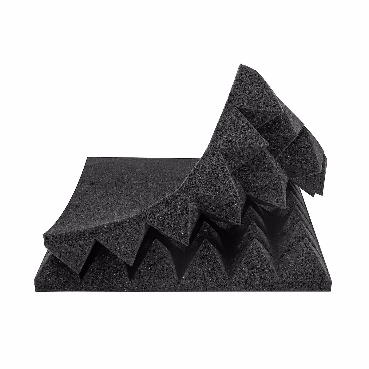 JBER Acoustic Sound Foam Panels, 24 Pack 2" X 12" X 12" Charcoal Soundproofing Treatment Studio Wall Padding Sound Absorbing Fireproof Pyramid