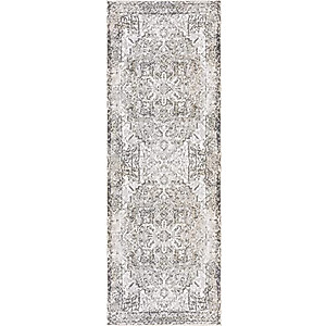 Hauteloom Hera Machine Washable Living Room Bedroom Area Rug - Pet Friendly - Vintage Distressed - Bohemian Oriental Persian Traditional Look - Olive Green, Grey, Beige - 7'10" x 10'2"