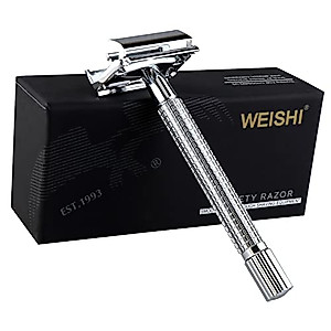 WEISHI Butterfly Open Double Edge Safety Razor Chrome Long Handle Reusable Razor