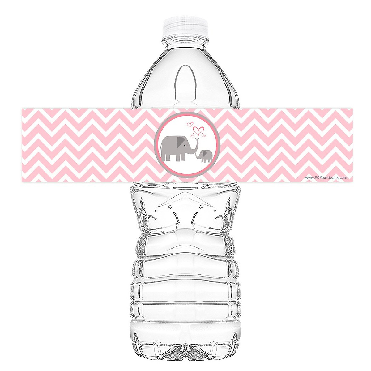 Little Elephant Pink Bottle Labels - Set of 20 - Baby Shower Water Bottle Labels - Baby Shower Decorations - Elephant Shower Party Supplies -Pink