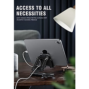 Heavy Duty Phone Stand for Desk Folds Flat Fits In Pocket-Black