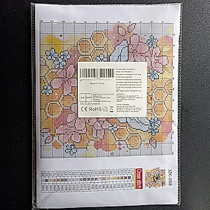 YMJD DIY Cross Stitch Embroidery Kit, 11CT Printed Embroidery Kit DIY Cross Stitch Embroidery Kit – Bee 36 x 36 cm