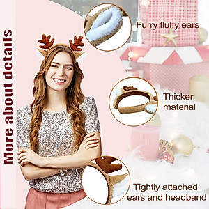 SIOTMERA Reindeer Antlers Headband Animal Ears Deer Antlers Headband Party Cosplay Reindeer Costume for Christmas Halloween