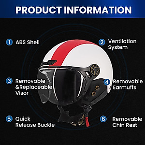 ILM Bike Helmet Adult Bicycle Ski Snowboard Helmet for Men Women with Removable Visor Earmuffs ASTM CPSC and CE Z102 (XL, White)