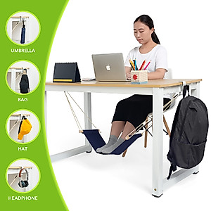 Foot Hammock Under Desk Footrest | Adjustable Office Foot Rest Under Desk Hammock | Portable Desk Feet Hammock with Headphones Holder (Black)