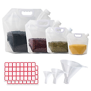 Cereal Storage Bag, Rice Containers Storage with Lids Moisture Resistant Home Essentials. 10PCS - Kitchen Organization for Chicken Stock, Beans, Oatmeal, Grain, Flour, Barley.