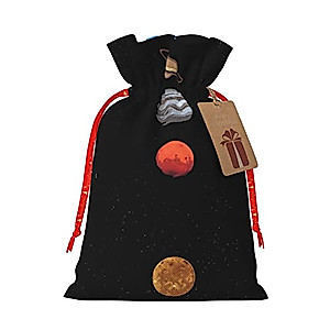 Drawstrings Christmas Gift Bags Galaxy-Starry-Sky-Planets Presents Wrapping Bags Xmas Gift Wrapping Sacks Pouches Medium