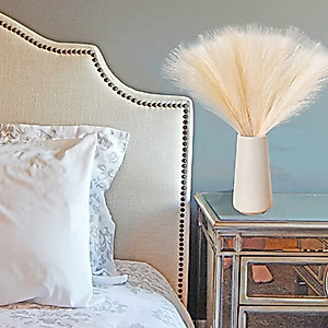 Mandy's 6pcs Yellow Silk Pampas Grass Artificial Flowers 18" for Home Kitchen Wedding Decorations Wedding Floral Arrangement （Vase not Include）