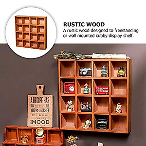 Cabilock 16 Compartment Wood Freestanding Wall Mounted Shadow Box Display Shelf Shelving Unit Desktop Wall Shelf Rack Decorations