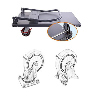 Portable Folding Handcart Flatbed Trolley Truck Trailer Small Trailer Heavy Duty Pure Steel Plate 6090 Weight About 500Kg Large Black Multi Function Folding Handcart