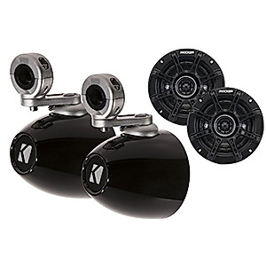 KICKER Black Mini Wake Tower Enclosures Loaded 4" DSC Speakers
