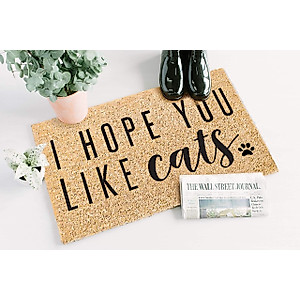 Printed Coir Doormat - Pets - Flocked (I Hope You Like Cats)