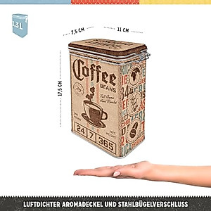 Nostalgic-Art Retro coffee tin box, 44 oz, Coffee Sack – Gift idea for coffee fans, metal clip top can, vintage design