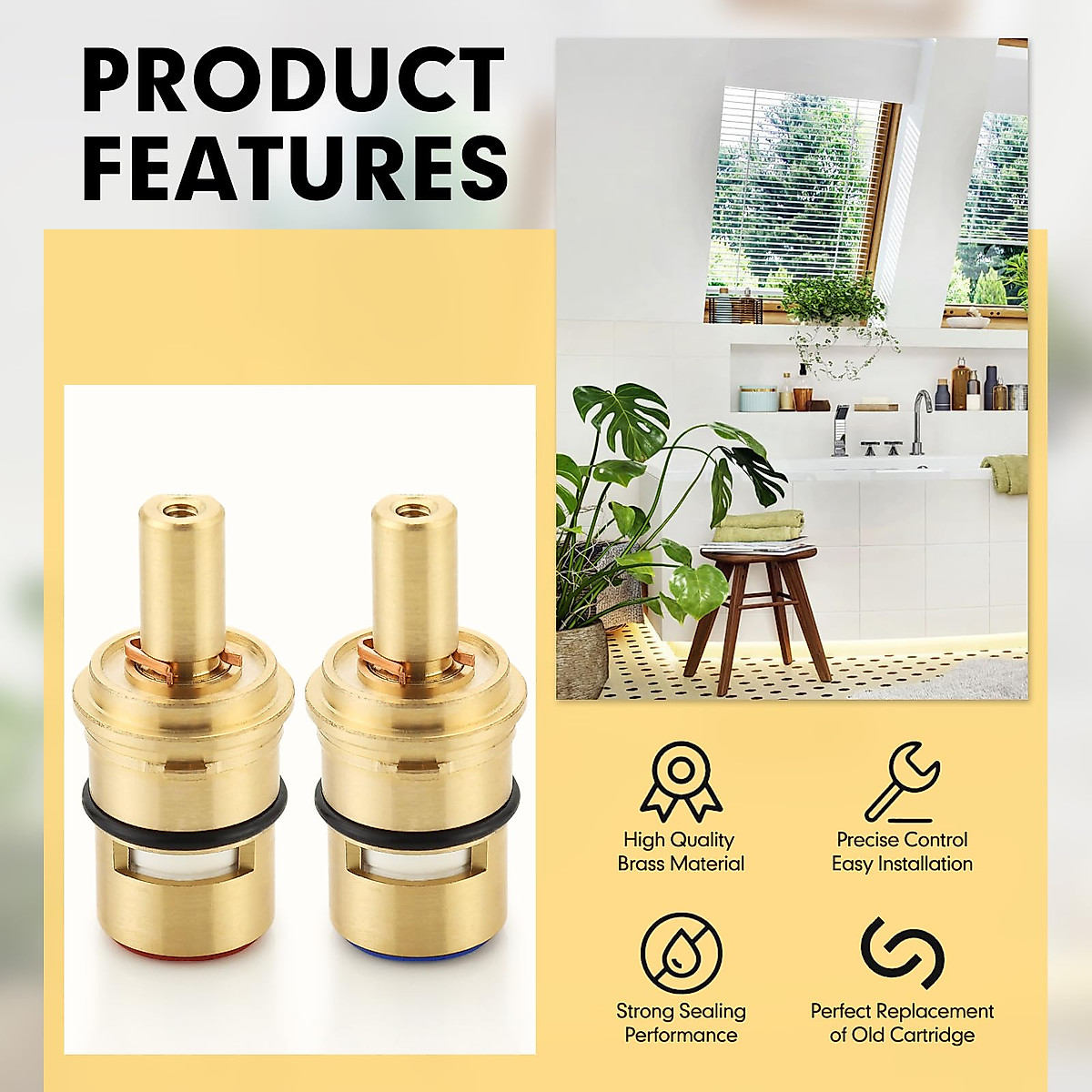 Replacement for Kingston Brass KSRPL8100CC & KSRPL8100HC Ceramic Disc Cartridge, Ceramic Cartridge Replacement, Cold Hot Ceramic Cartridge Fits for Kingston Brass Faucet