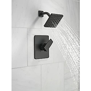 Delta Faucet Modern 14 Series Matte Black Shower Faucet, Delta Shower Trim Kit with Single-Spray Touch-Clean Black Shower Head, Matte Black T14267-BL-PP (Valve Not Included)