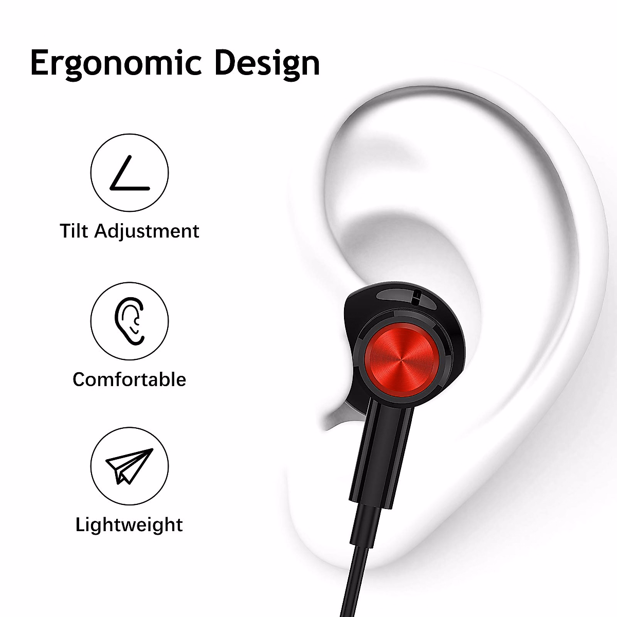 ACAGET 3.5mm Headphones Black + White 2 Pack Wired 3.5mm Earbuds for iPhone 6S Plus 6 5S Noise Cancelling Earphones Magnetic Headset for Samsung Galaxy S10 S9 A23 A13 A32 A52 OnePlus 6 5T