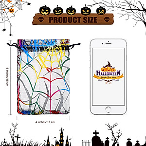 Fulmoon 400 Pcs Halloween Organza Bags 4 x 6 Inches Spider Web Print Halloween Drawstring Treat Bags Small Gift Bags for Halloween Trick or Treat Party Favor Gift Candy Snacks Jewelry