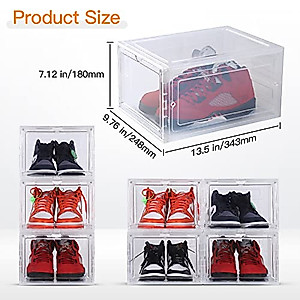 Shoe Organizer, 8 Packs Shoe Boxes Clear Plastic Stackable, Space Saving Collapsible Shoes Sneaker Container Storage Box, Shoe Boxes with Lids for Closet, Storage and Display (Transparent)