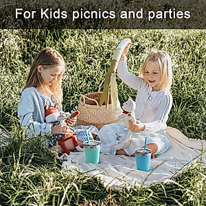 4 Set Toddler Cups with Straws and Lids Stainless Steel Kids Cups Insulated Kids Cups Spill Proof Double Wall Vacuum Kid Tumbler Cups for Boys Girls Sippy Drinking 8 oz (Blue, Gray, Sky Blue, Green)