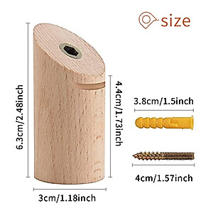 8 Pack Wall Hooks, POZEAN Wood Hooks for Hanging with 8 Screws, Coat Hooks Hat Hanger for Hanging Coat, Scarf, Bag, Towel, Clothes, Hat and More