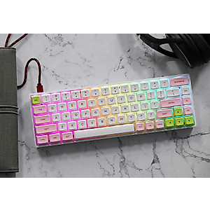 EPOMAKER SKYLOONG SK68S Hot-swap RGB Bluetooth5.1 Wireless/Wired Mechanical Keyboard with 1900mAh Battery, Dye-subbed PBT GSA Keycaps for Mac/Win/Android/iOS (Gateron Optical Red, Pink White)