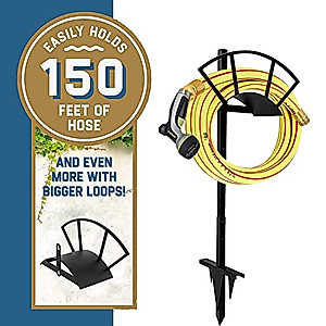 Garden Hose Holder Freestanding, Water Hose Holder, Hose Hanger Heavy Duty Garden Hose Reel Hose Rack, Hose Storage Hose Stand Decorative Hose Organizer for for Garden, Lawn,Yard, Black