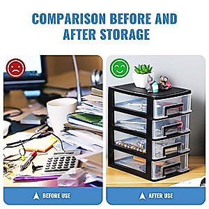 Plastic Drawer Type Closet Four- layer Storage Cabinet Pull Out Bin Organizer Drawer, Dresser Organizer Home Dresser Portable Storage Cabinet for Desk, Shelf, Cupboard, or Cabinet Organization