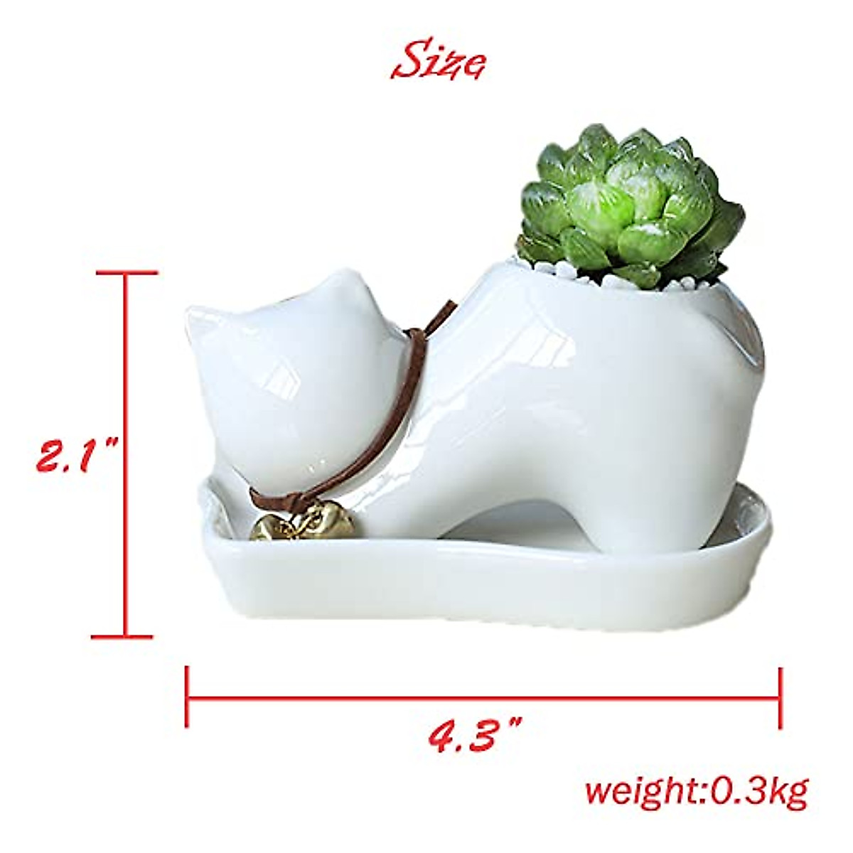 YONGYAN Cartoon Cat Flower Pot Statue Decoration Ceramics Garden Planters Containers Pot Bookshelf Office Desktop Decor