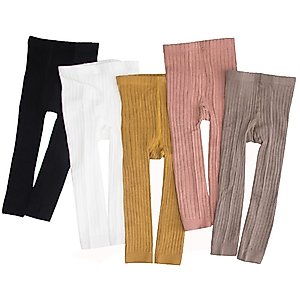 5 Pairs Girls Tights Cable Knit Leggings Footless Pants Pantyhose Stockings for Infants Toddlers