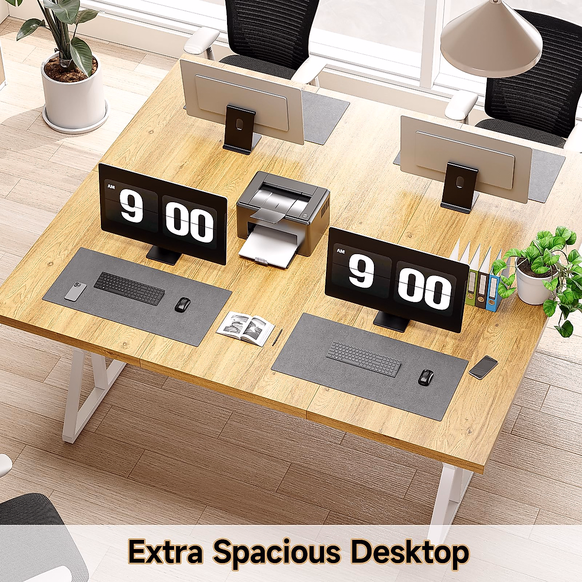 ONBRILL 71 Inch Computer Desk, Large Home Office Executive Desk, Modern Simple Style Gaming Desk for Writing Work Study Bedroom, Sturdy Frame & Thicker Steel Legs with Ample Legroom, Rustic Oak