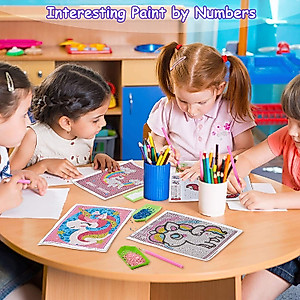 5D Diamond Painting Kits for Kids Wooden Frame Diamond Arts and Crafts for Kids Mosaic Gem Stickers by Number Kits DIY Painting Arts Crafts Gift for Ages6-8-10-12 (Unicorn)Gift for Children's Day