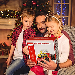 Lucky Doug Train Set Toys for Kids, Christmas Train Sets Toys for Kids W/Smokes, Light & Sound Include 6 Car and 28 Tracks, Christmas Train Set Toys Birthday Gifts for 3 4 5 6 Year Old Boys Girls