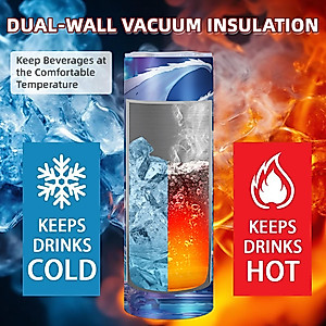 MoYueno Dragon Stuff, Slim Dragon Tumbler with Lid & Straw & Brush, Drake Cup, Loong Gifts for Men Animal Lovers, Loong Gift for Birthday, Blue & 20 Oz