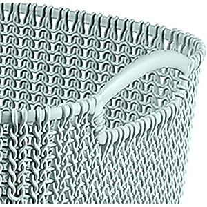 Curver Knit x5 Large Rectangular Storage Basket 19L - Misty Blue, Grey (254285)