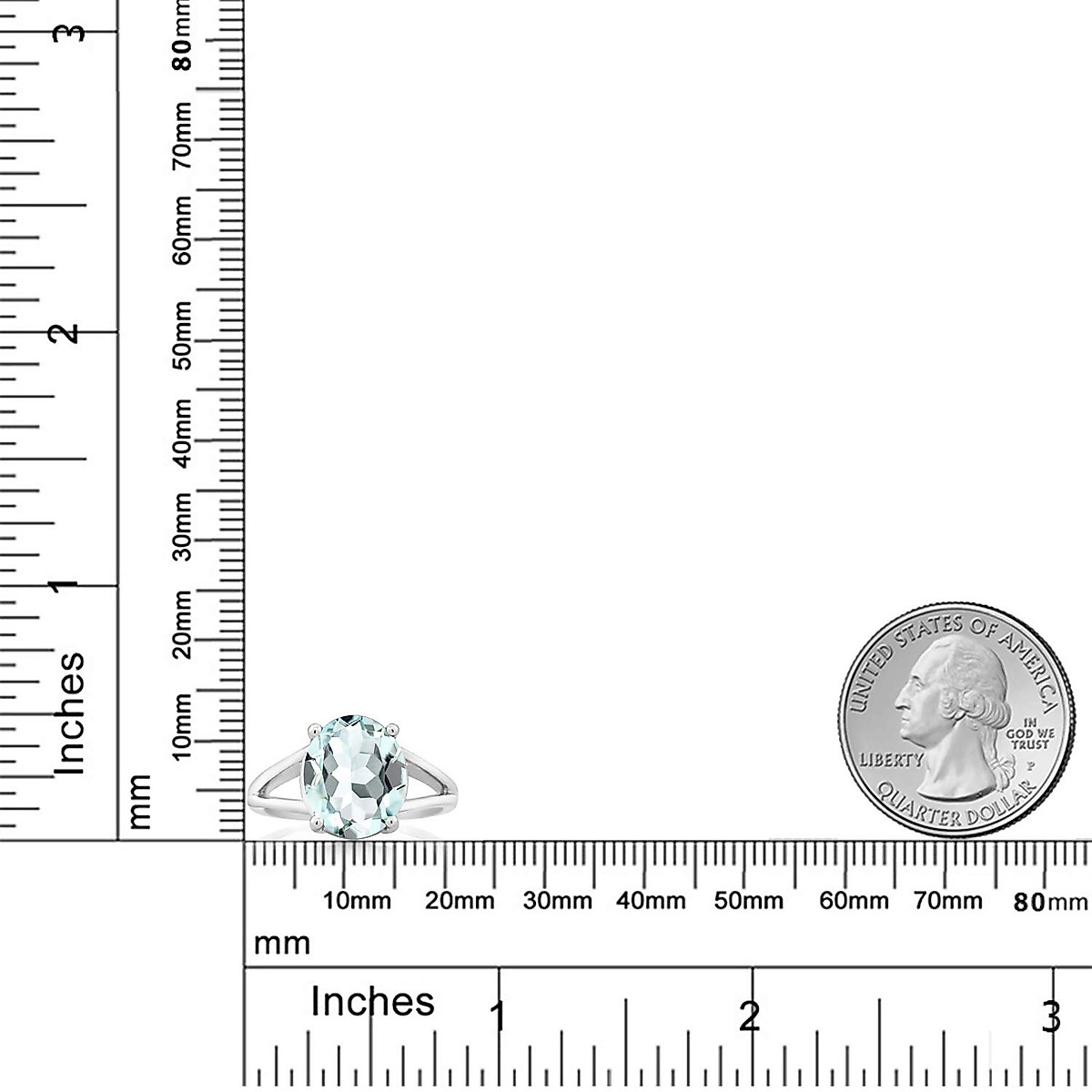 Gem Stone King 4.00 Cttw Sky Blue Simulated Aquamarine Ring For Women In 925 Sterling Silver | Gemstone Birthstone | Oval 12X10MM | Available In Size 5,6,7,8,9