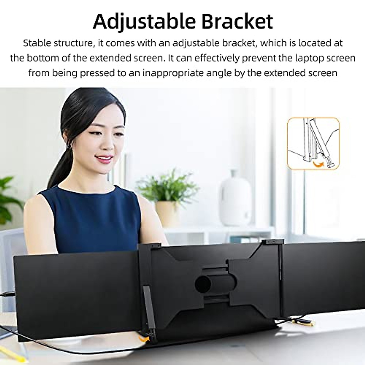 BUZHI 15 inch Portable Triple-Screen Monitor Laptop Expansion Screen 1920 * 1080 Resolution Easy Installation for 15-17 inch Laptop,Monitor