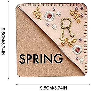 Personalized Hand Embroidered Corner Bookmark, Felt Triangle Page Stitched Corner Handmade Bookmark, Hand Stitched Flower Bookmarks for Book Lovers Letter M(Summer)